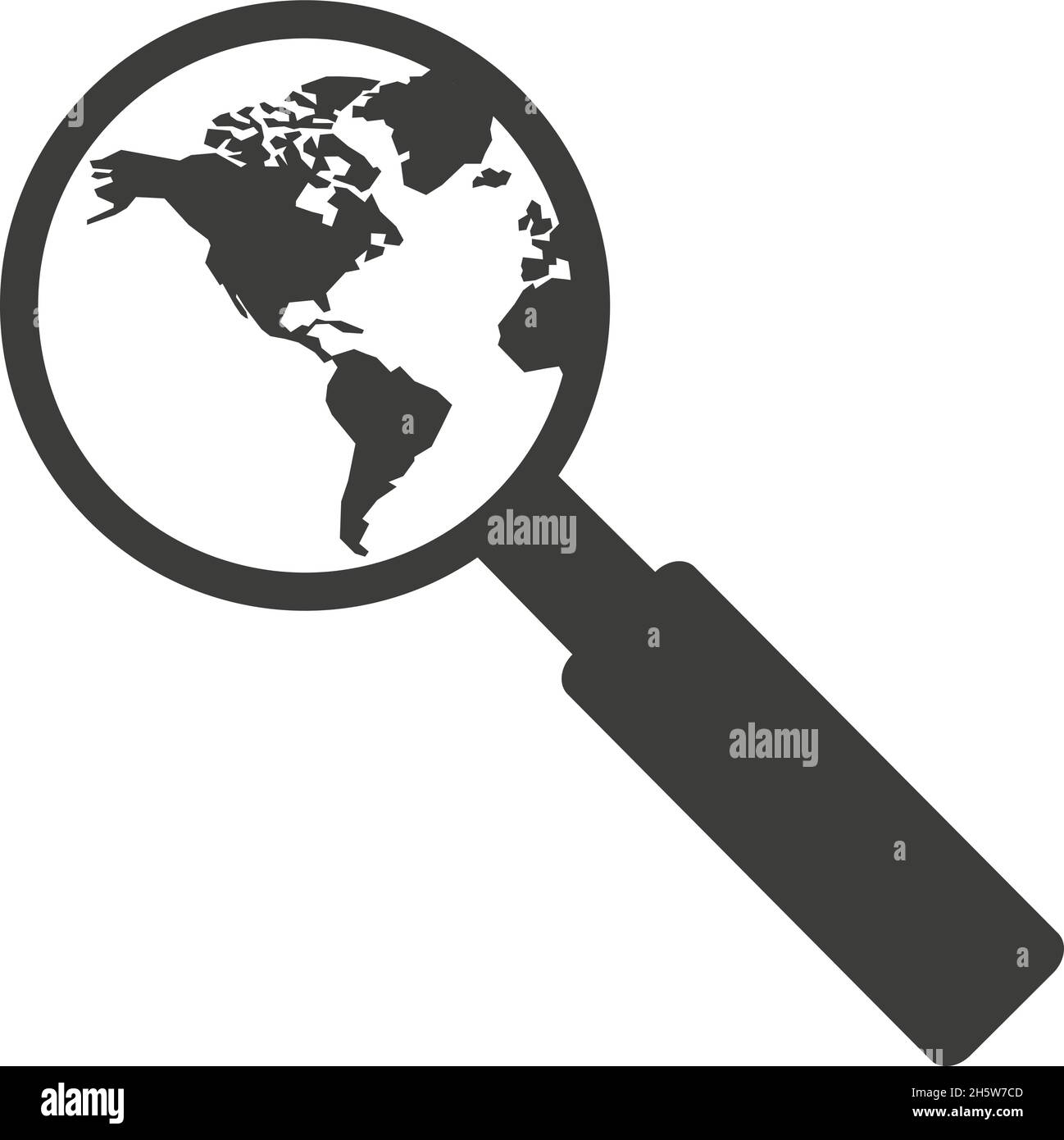 magnifier world icon on a white background, vector Stock Vector Image ...