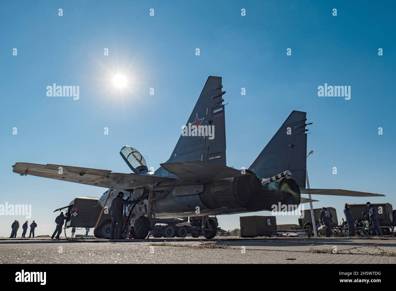 The MiG-29K fighter aircraft of the fighter regiment during a training ...