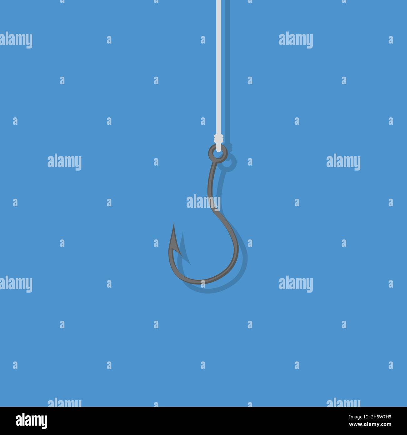 fish hook illustration on blue background, flat vector Stock Vector ...