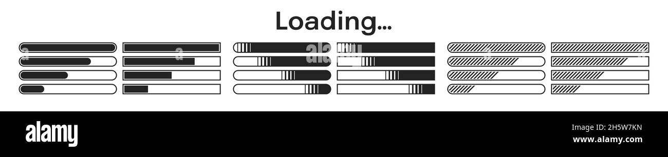 Loading status process bar, flat download and upload vector collection ...