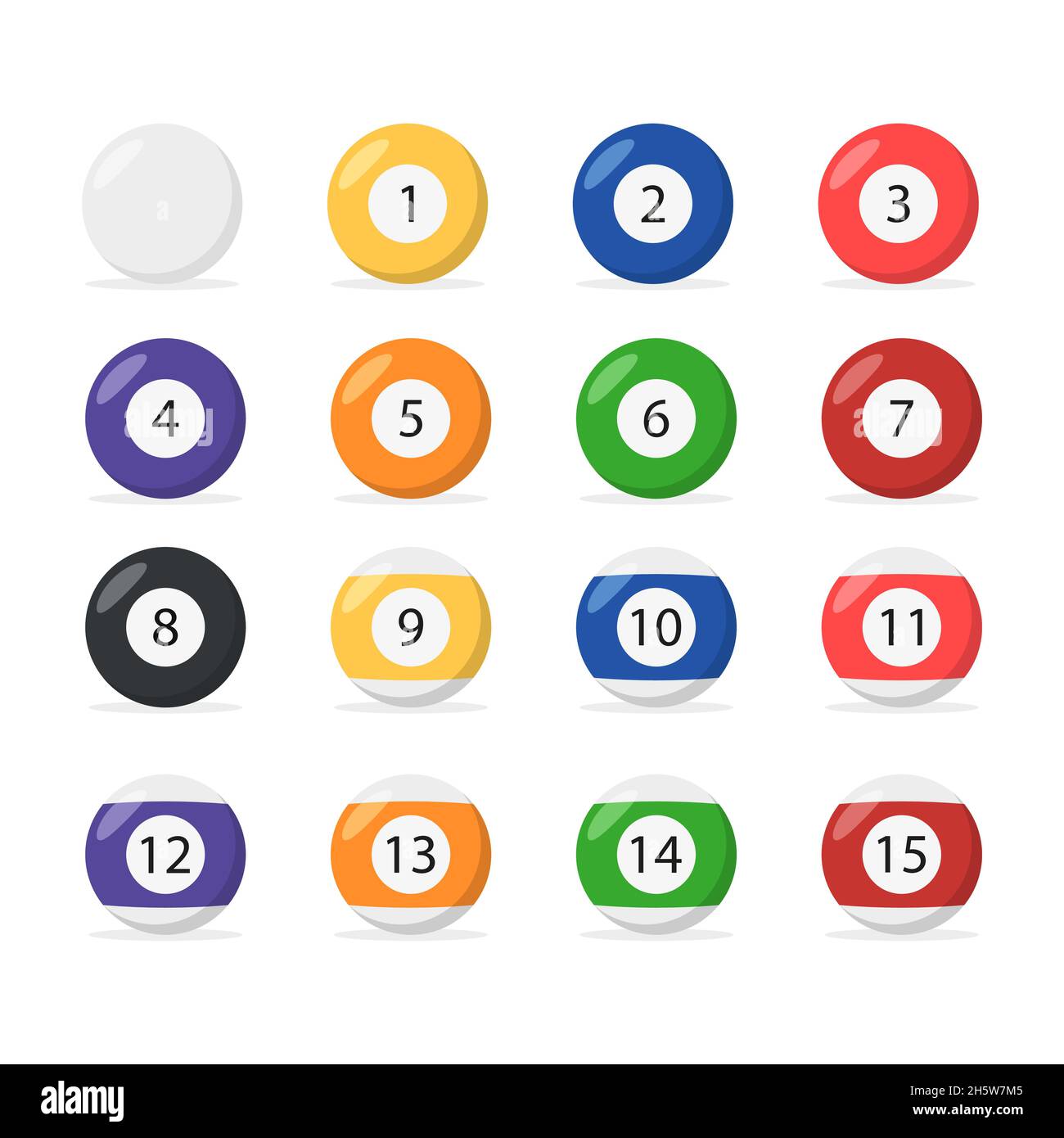 balls billiards set in flat style, vector illustration Stock Vector ...