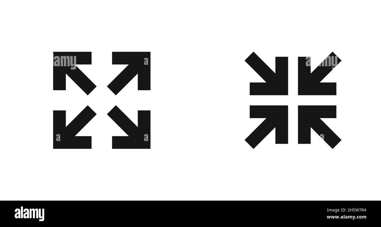 Arrow inside and out in square black icon. Set direction pointer ...