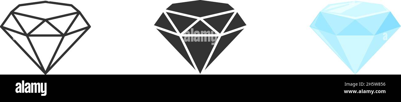 Diamond set icon in flat. Gem logo isolated illustration. Crystal on ...