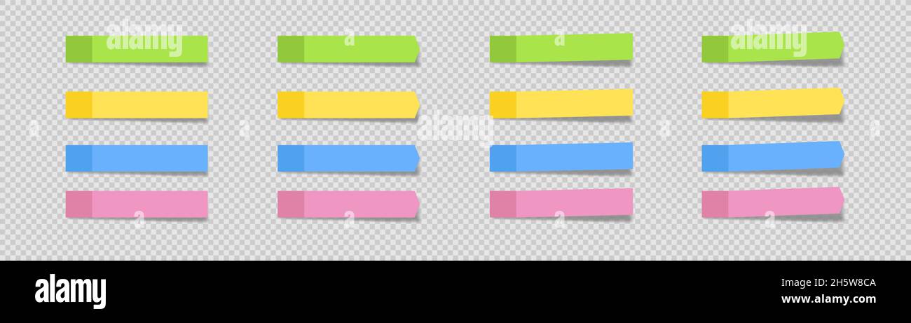 Sticky note set in realism with shadow on transparent background ...