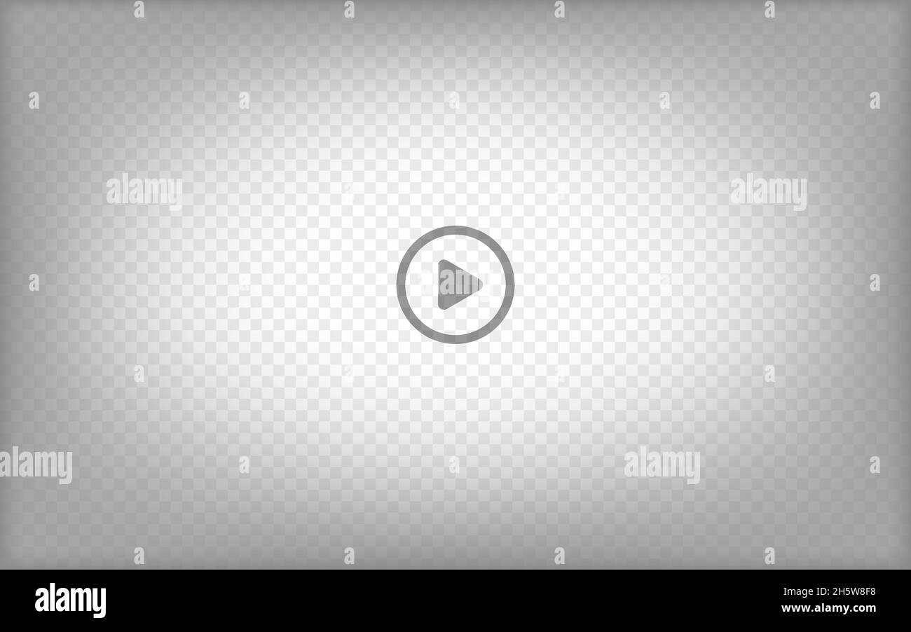 Play button on transparent backdrop. Web video player. Vector UI design ...