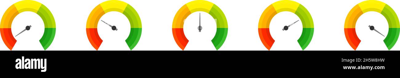 Feedback speedometer flat icon set for report design. Vector quality ...