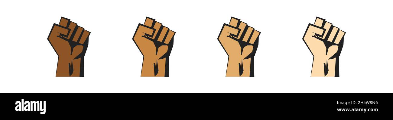 Fist power human skin color. Anti racism poster. Vector illustration ...