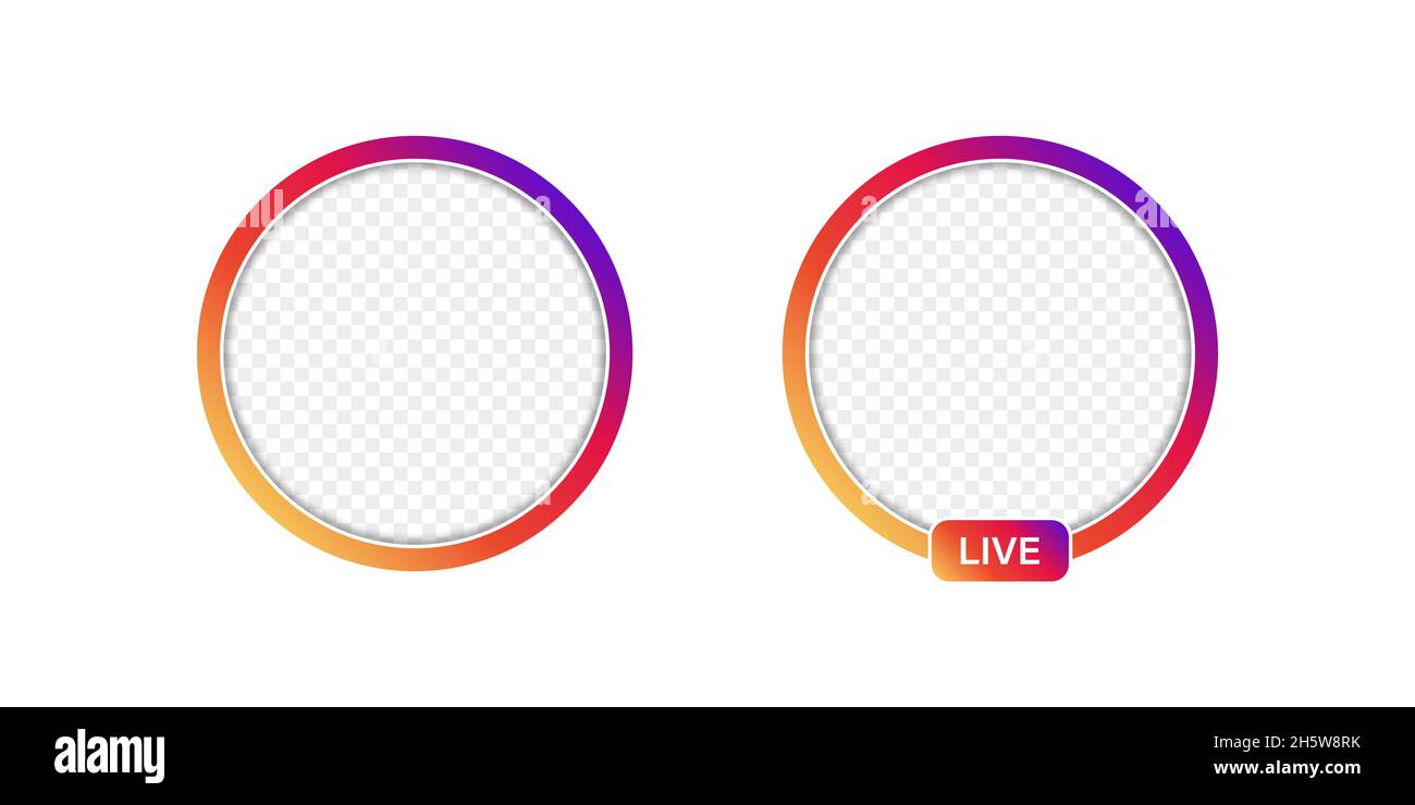 Live frame icon with transparent background. Social media circle frame ...