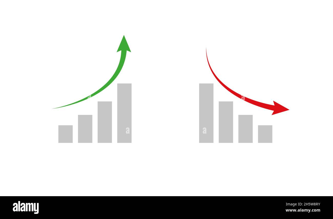 Graph, growth and decline icon. Aroww chart, vector isolated ...