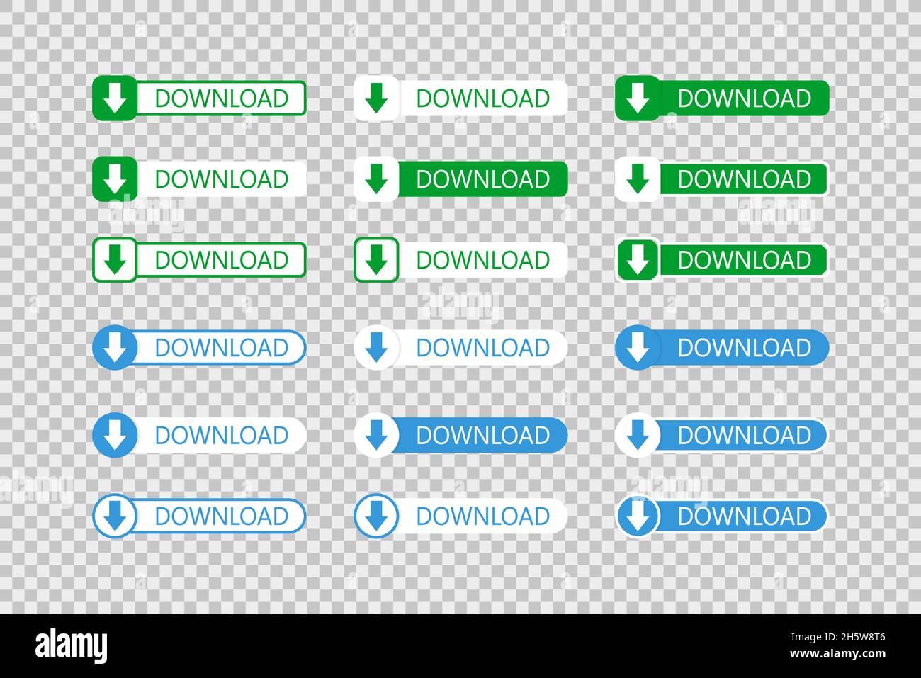 Download button on transparent background in flat. Green and blue ...