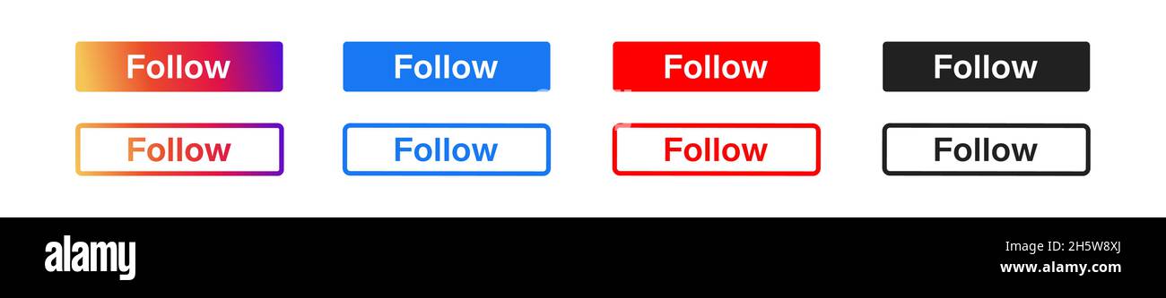 Follow us vector button. Social media network concept. Set icon in flat ...