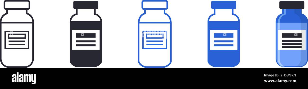 Medicine bottle, vaccine vial set icon. Drug flat isolated vector ...