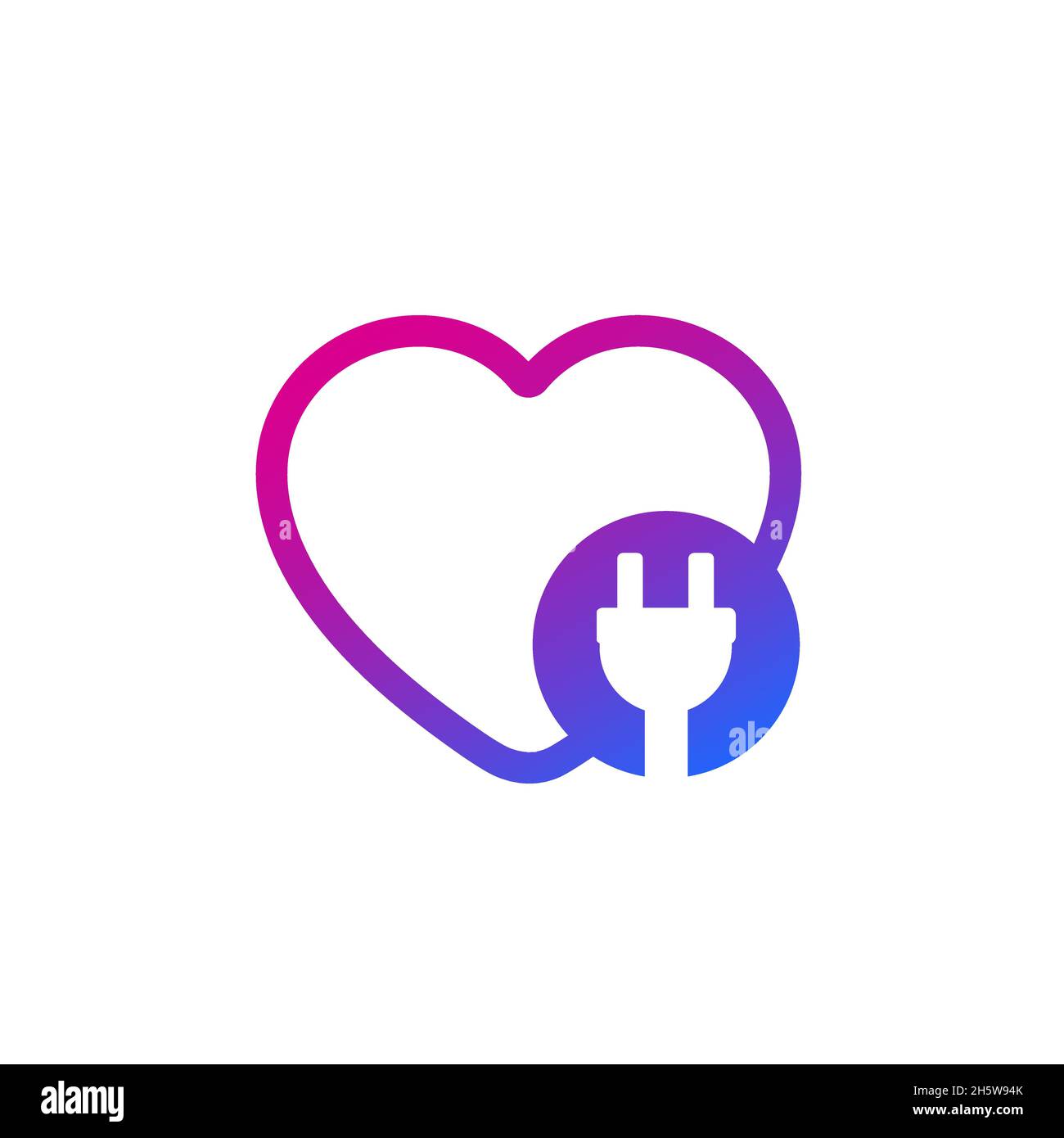 heart with electric plug icon on white, vector Stock Vector Image & Art ...