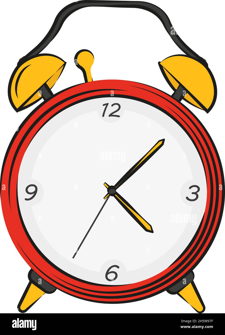 Alarm Clock In Flat Style Vintage Vector Illustration Isolated On