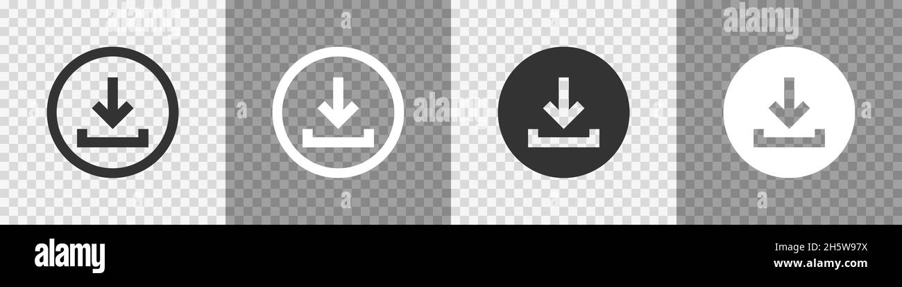 Download button icons on transparent backdrop. Digita app vector ...