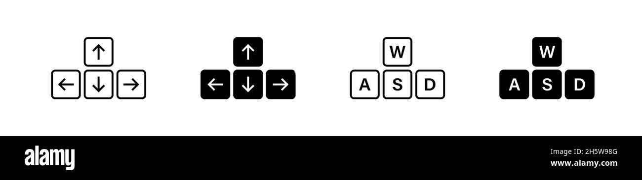 Keyboard button arrow and WASD set icon. Simple minimal flat vector for ...