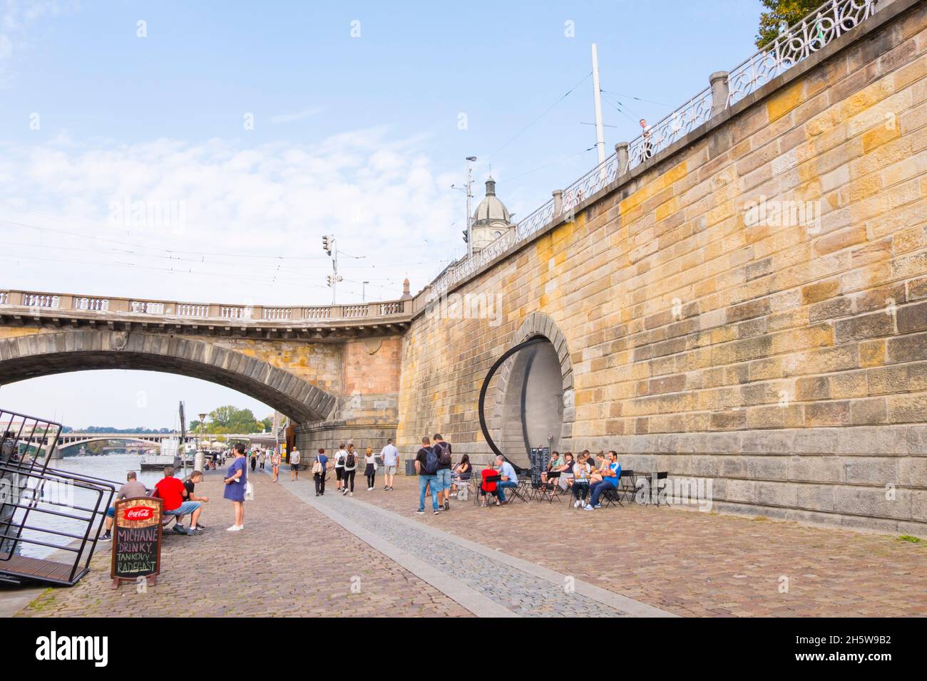 Prague naplavka embankment people promenade hi-res stock photography ...