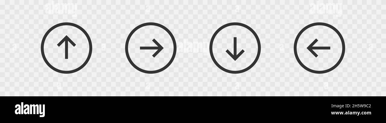 Set of black vector arrows in round on transparent background. Vector ...