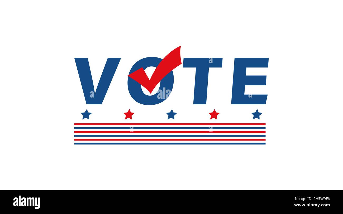 Vote in USA political poster. Flat patriotic colors banner with slats ...