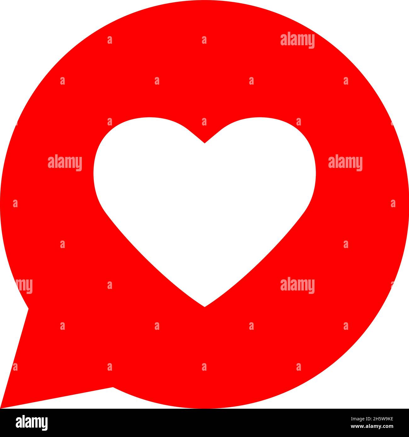 Love heart in speech bubble, red icon. Like notification message ...