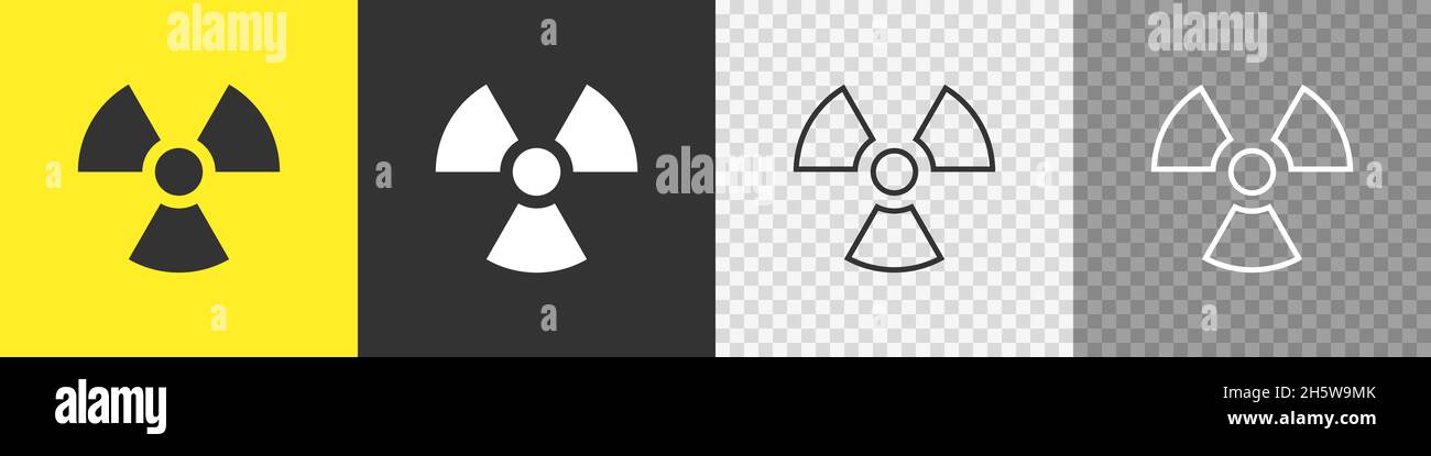 Radioactive toxic nuclear set icons on white background. Flat vector ...