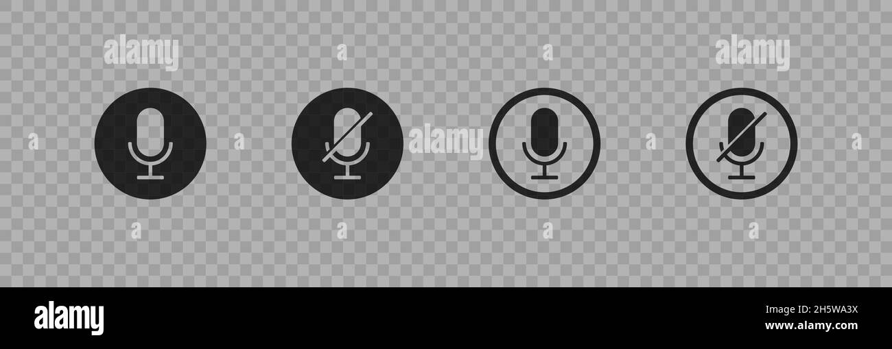 Microphone set round button on transparent background. Mic icon. Vector ...