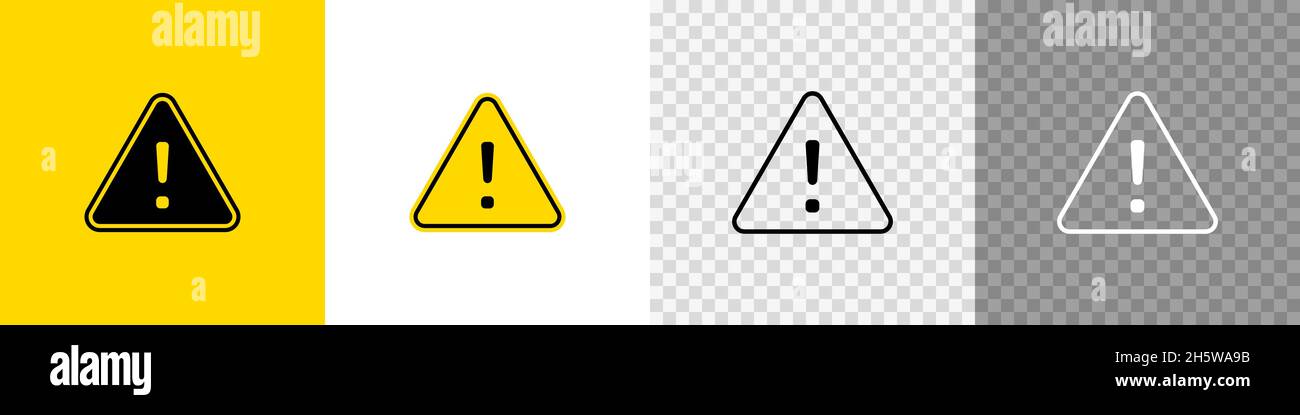 Danger, exclamation triangle sing simbol. Warning icon set, vector ...