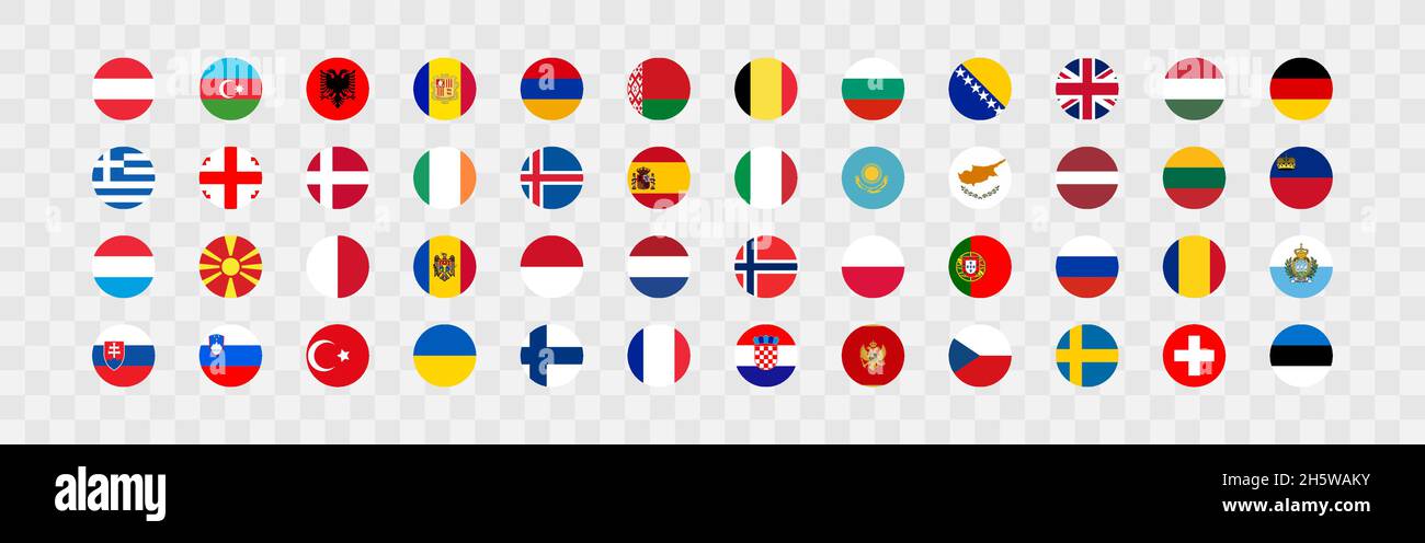 European country flag in a circle on a transparent background. 48 ...