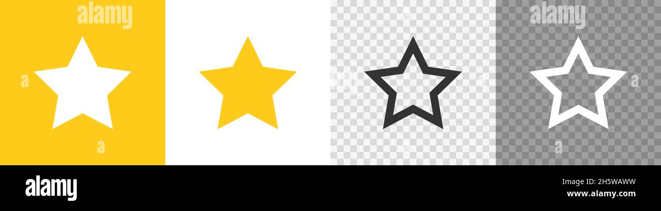 Set star icon on transparent background. Flat vector for app and web ...