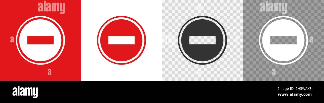 No entry. Red road stop sign icon set. Access ban simbol. Vector flat ...