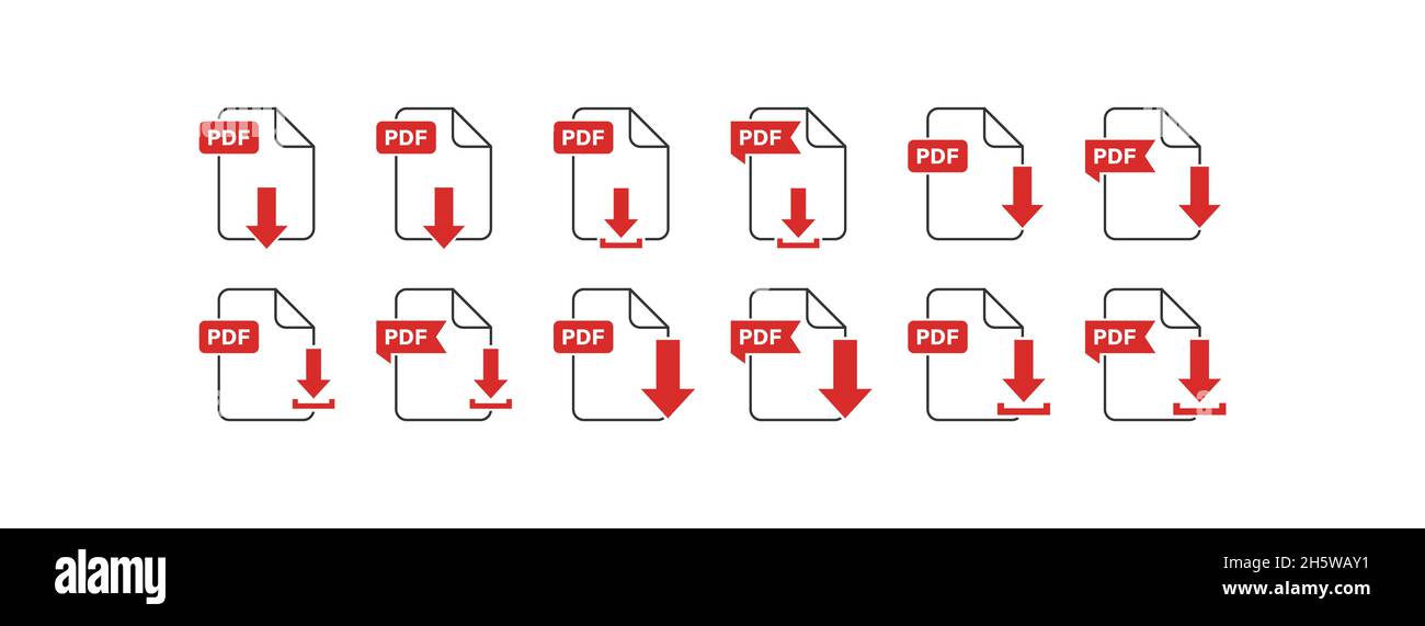 Download PDF file icon set. Vector flat button isolated on white ...