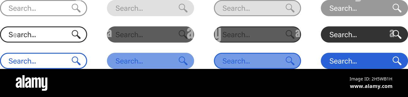 Search bar set icon. Button for UI. Magnifier isolated on white ...