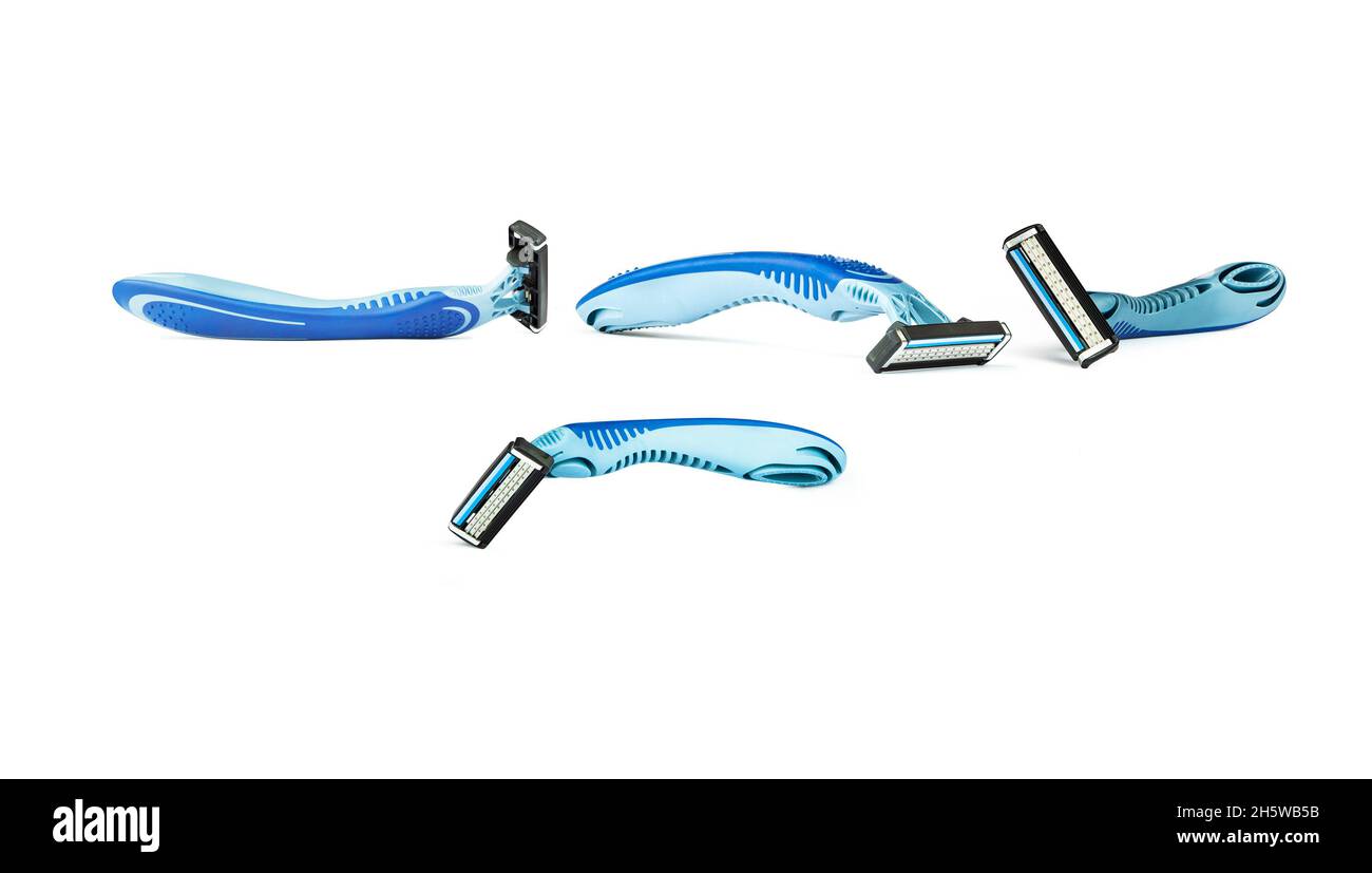 shaving razors tri-blade set isolated on a white background Stock Photo ...