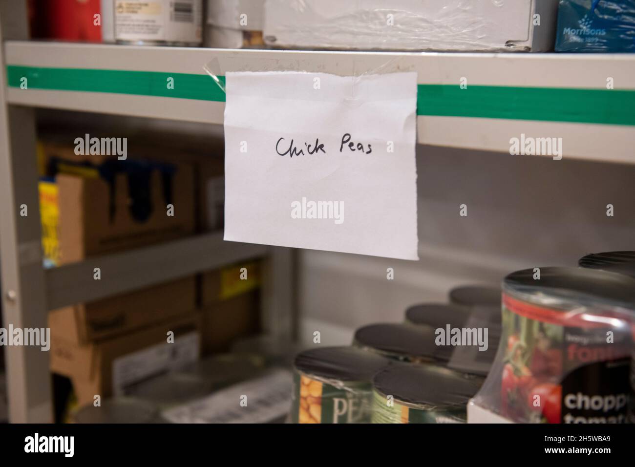 London Community Kitchen is a foodbank charity, here a shelf with ...