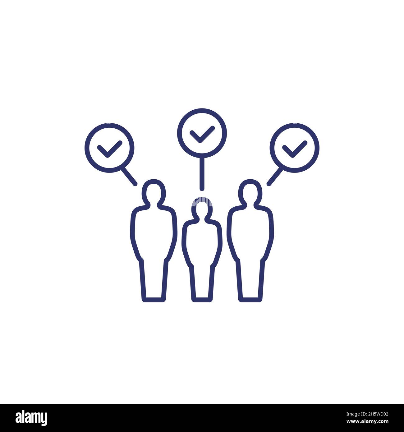 HR, people with check marks line icon on white Stock Vector Image & Art ...