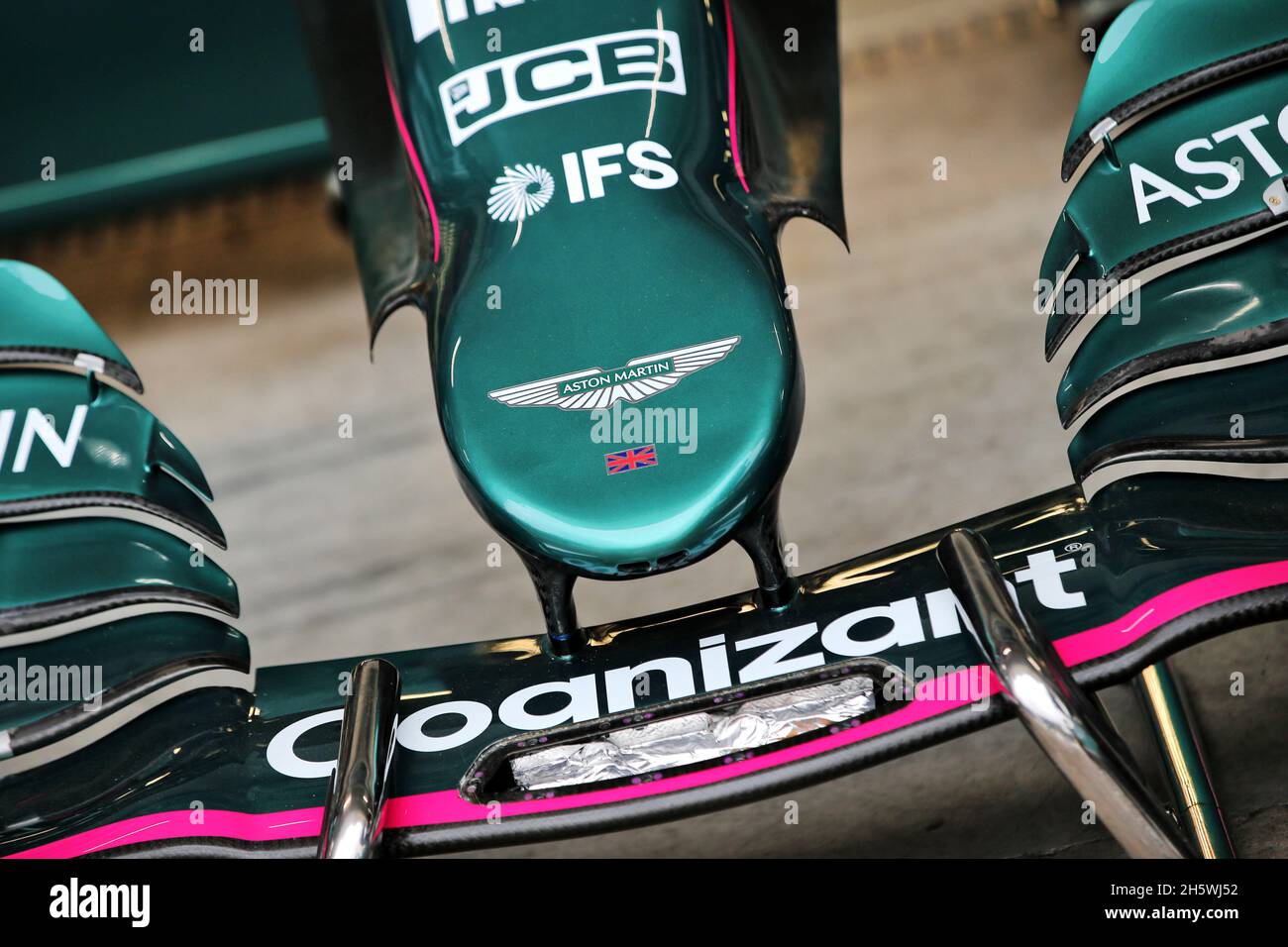 Aston Martin F1 Team AMR21 front wing detail. 11.11.2021. Formula 1 ...
