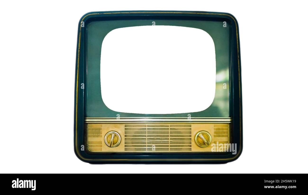 Vintage TV copy space isolated on white background. TV retro Stock ...