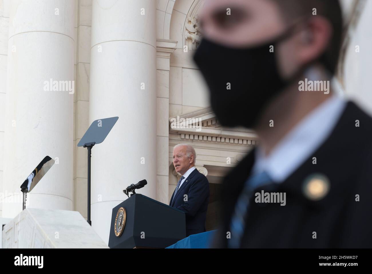 U.S. President Joe Biden speaks at the National Veterans Day Observance ...