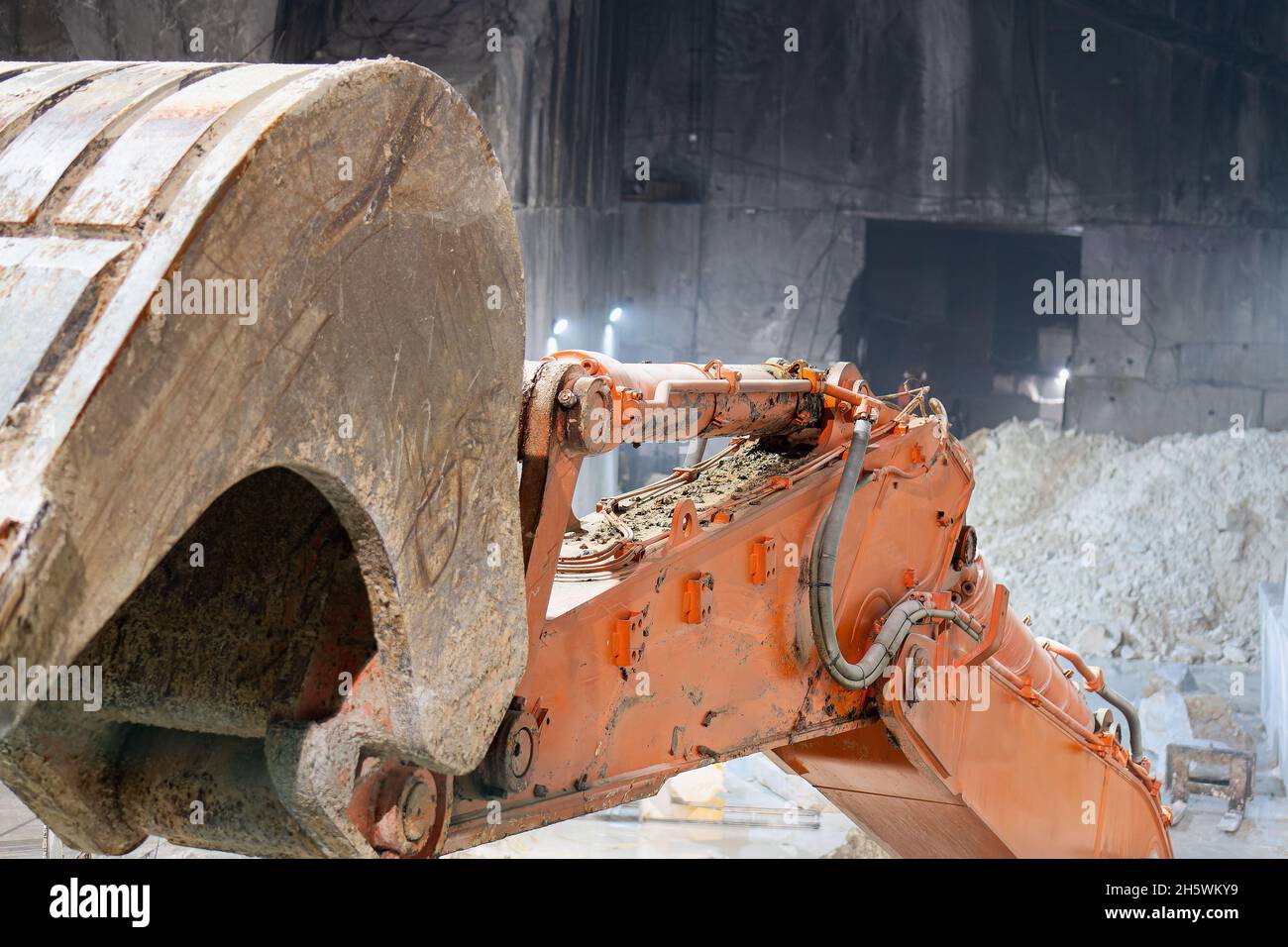 Detail of an Excavator Arm inside a Quarry in Carrara, Tuscany, Italy ...