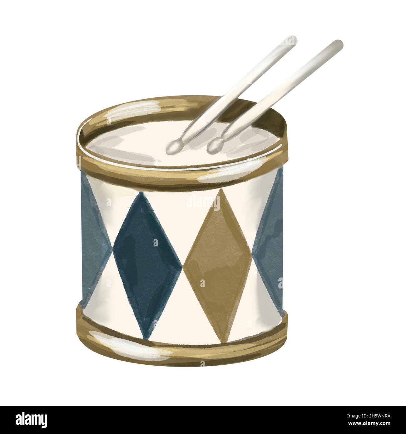 watercolor white drum. children's drum in pastel colors Stock Photo - Alamy