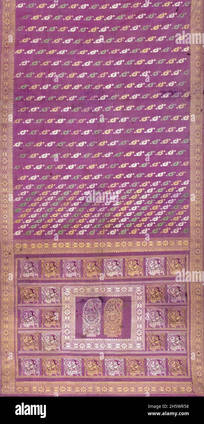 Detail of a sumptuous silk sari from India.Baluchar saris were ...