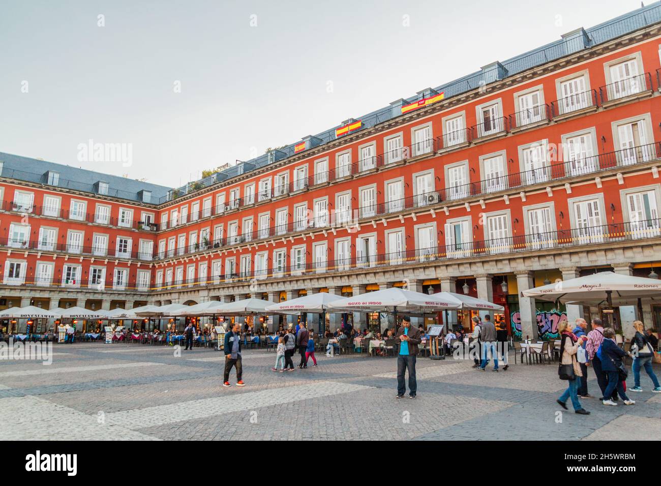 MADRID, SPAIN - OCTOBER 21, 2017: Buildings at Plaza Mayor square in ...