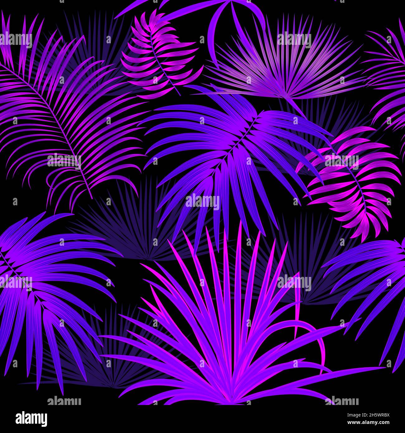 Vector tropical seamless pattern with colorful palm tree leaves and ...