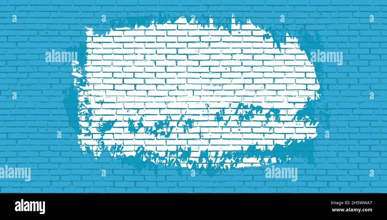 Brick wall texture grunge blue background, white paint splash space for ...
