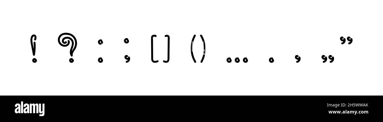 Punctuation mark doodle vector icon, typography hand drawn text marks ...