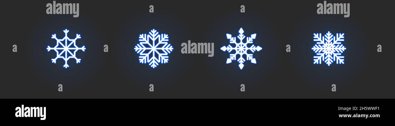 Snowflake neon vector collection, merry christmas concept snow flakes ...