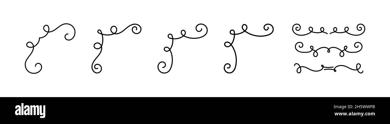 Text separator and frame doodle decor hand drawn vector divider set in ...