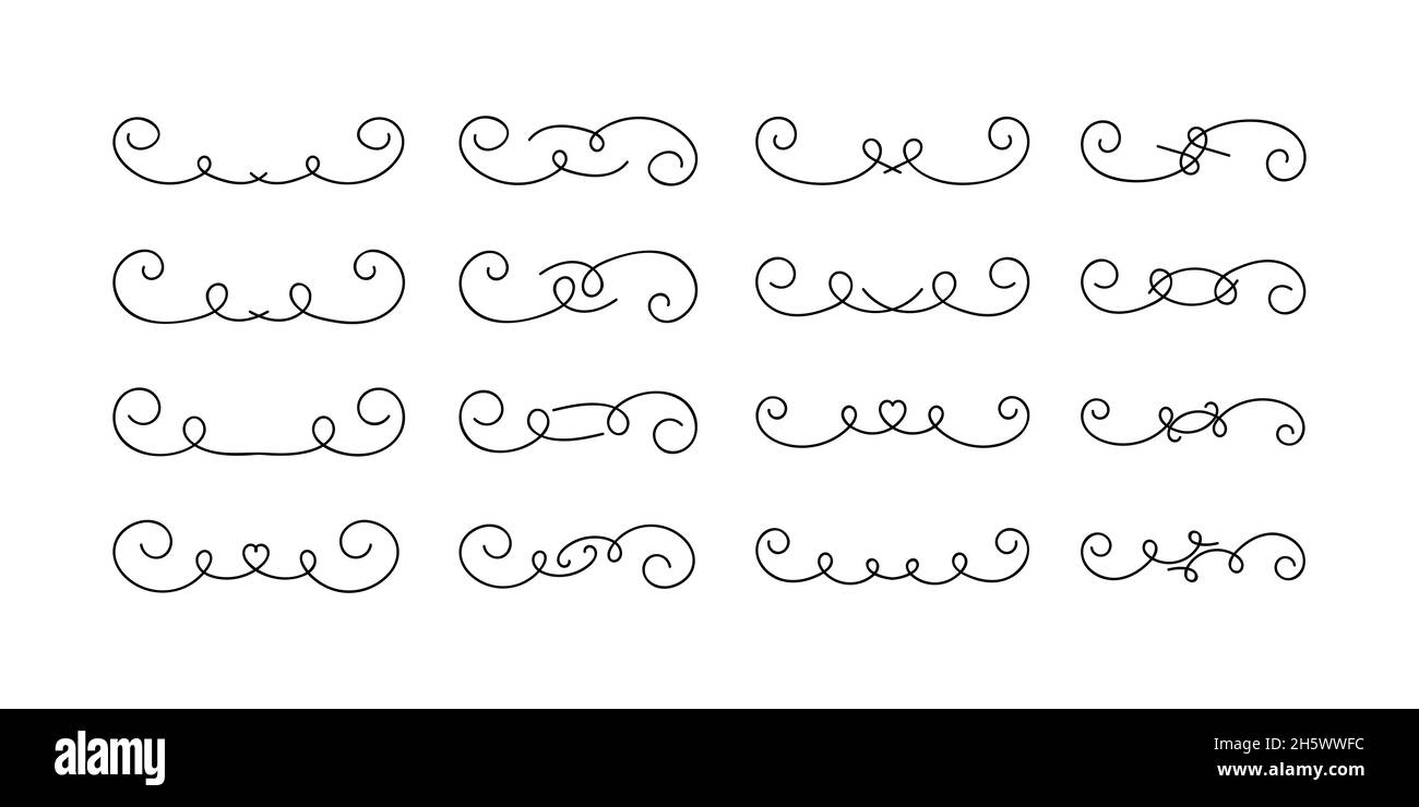 Ornament swirl, text divider illustration. Doodle ornate curl hand ...
