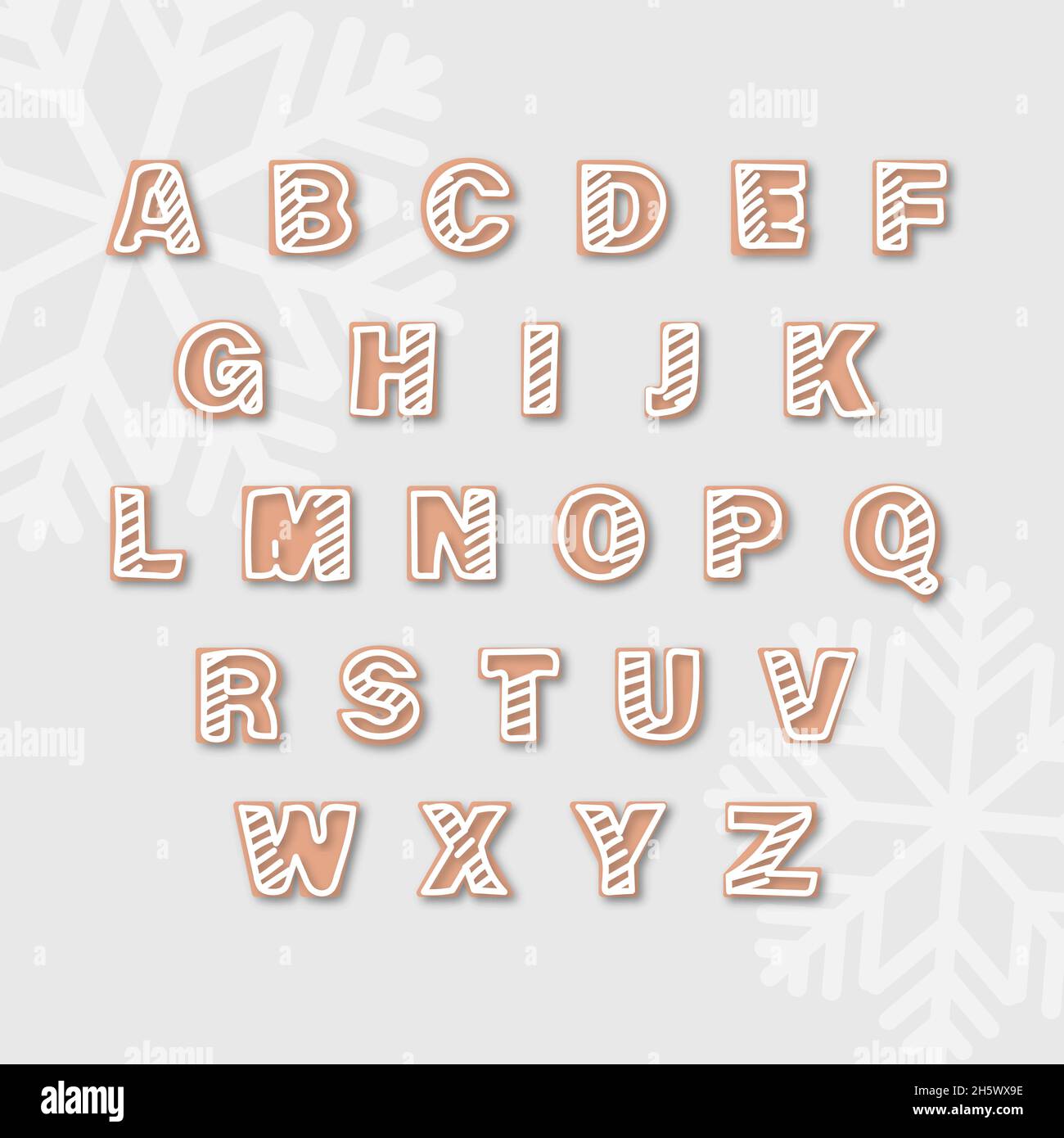 Font gingerbread cookies alphabet. New year typeset cookie set ...