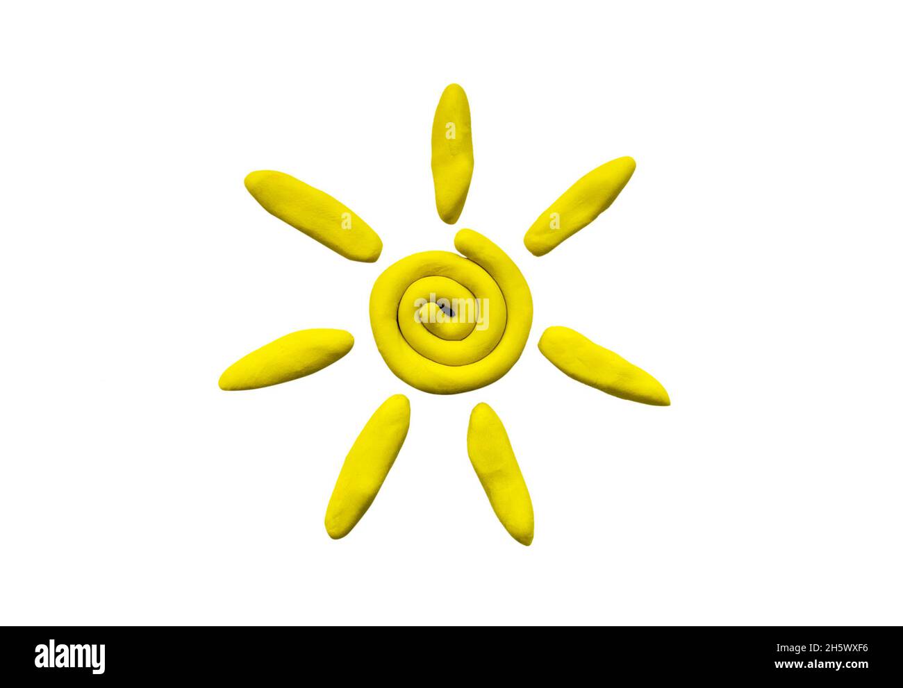 Plasticine clay yellow sun isolated on white background Stock Photo - Alamy